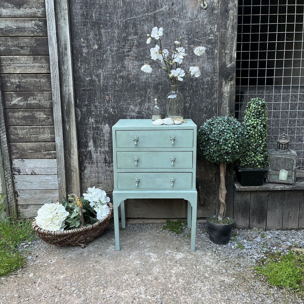Duck Egg Blue Hand Painted Vintage 1930s Retro Style 3 Drawer Bedside Table | Shop | Crown ...