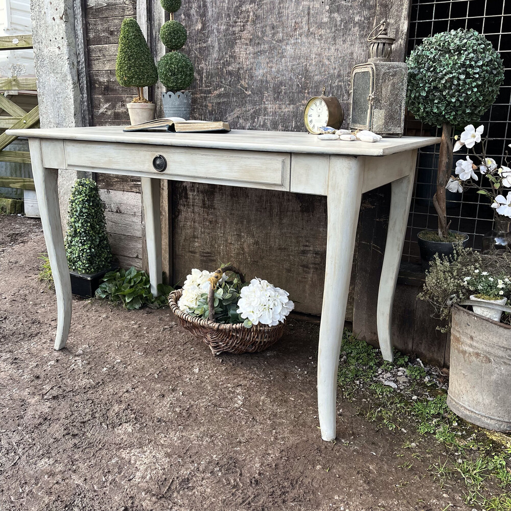 Grey Hand Painted French Country / Gustavian Style Desk Console Dining ...