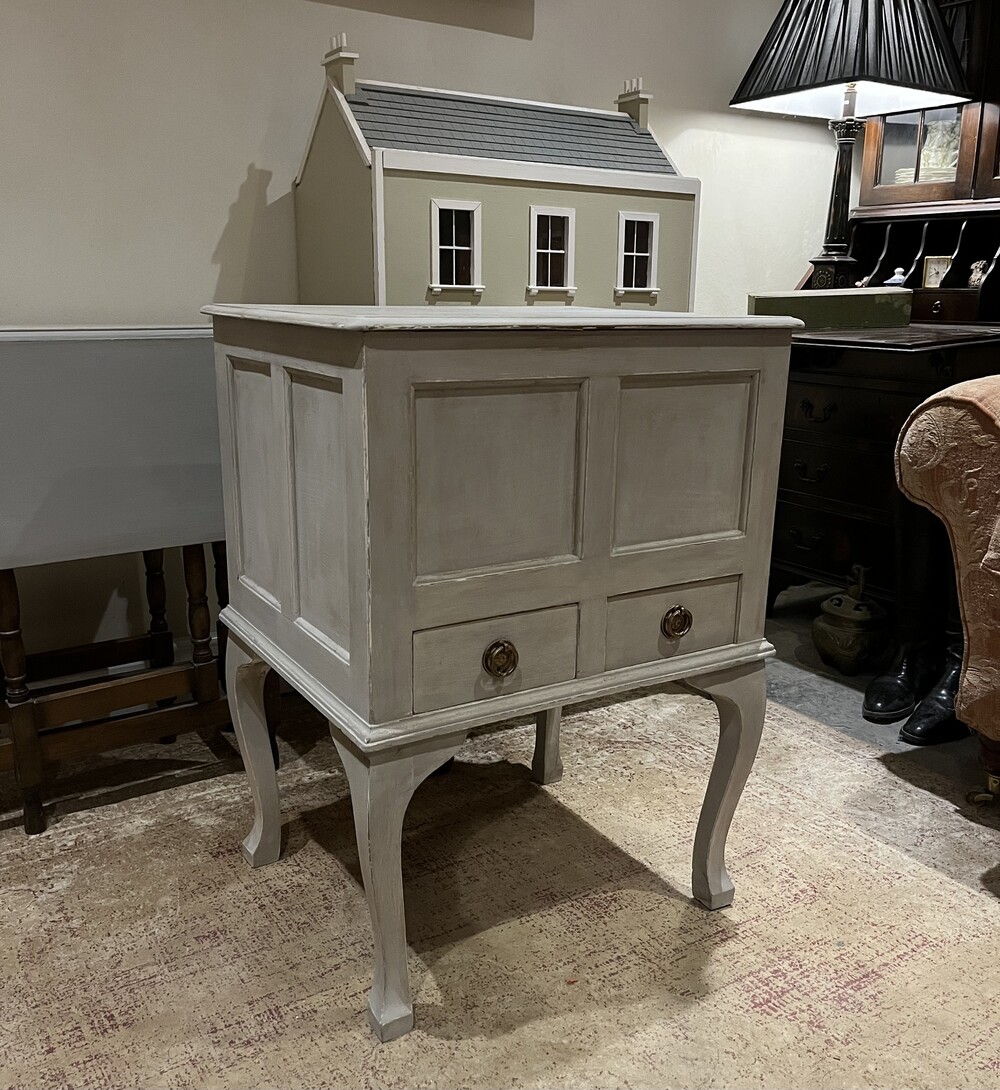 Grey Hand Painted Rustic Country Vintage Bedside Table Cupboard Basin ...