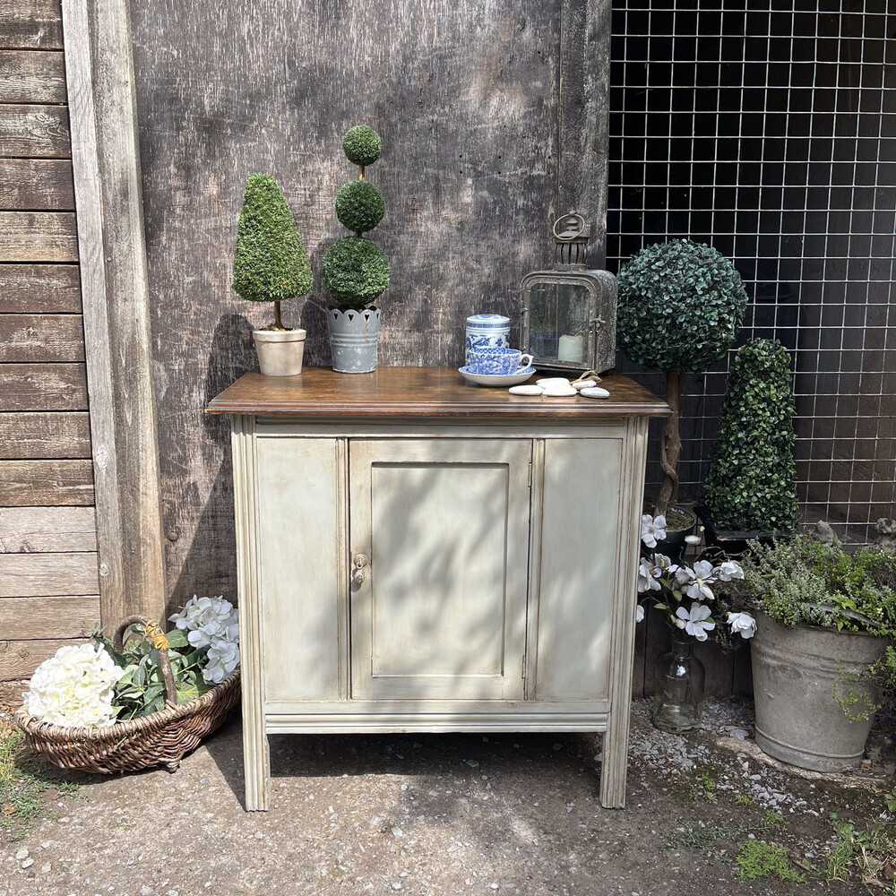 Rustic Grey Hand Painted Vintage Gustavian Country Cupboard Cabinet ...
